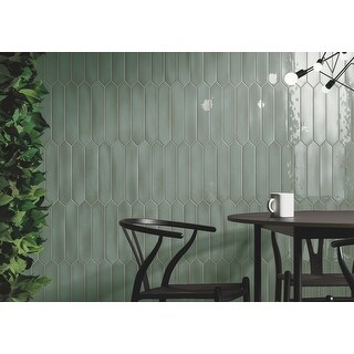 Italy Jade Green Ceramic 2.5" x 13" Subway Glossy Picket Wall Tile for ...