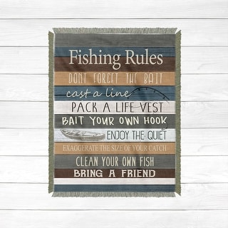 Laural Home Fishing Rules Woven Throw with Fringe Edge - Bed Bath ...