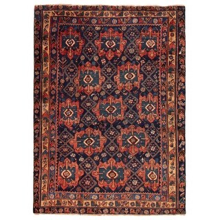 ECARPETGALLERY Hand-knotted Melis Vintage Navy Wool Rug - 4'3 x 5'11 ...