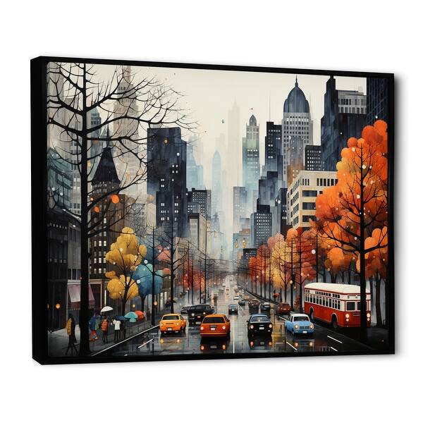 Designart "Bold Cityscape Urban Fog III" Cityscapes Framed Wall Decor ...