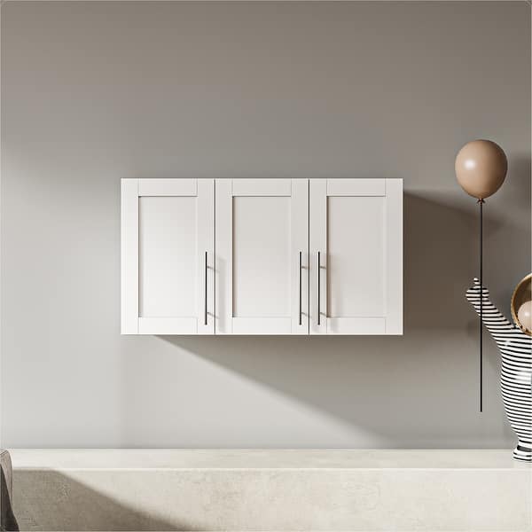 Stackable Wood Wall Mounted Storage Cabinet,White - Bed Bath & Beyond ...