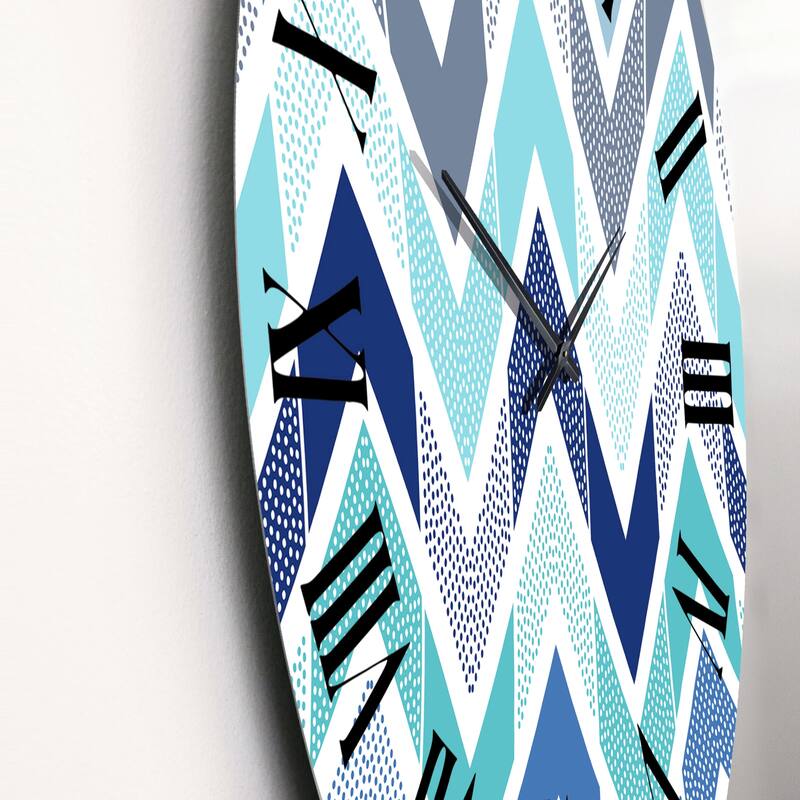 Designart 'Retro Light Blue Zigzag' Patterned wall clock - Overstock ...
