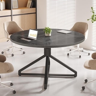 47" Small Round Conference Table for Office Conference Room - Bed Bath ...