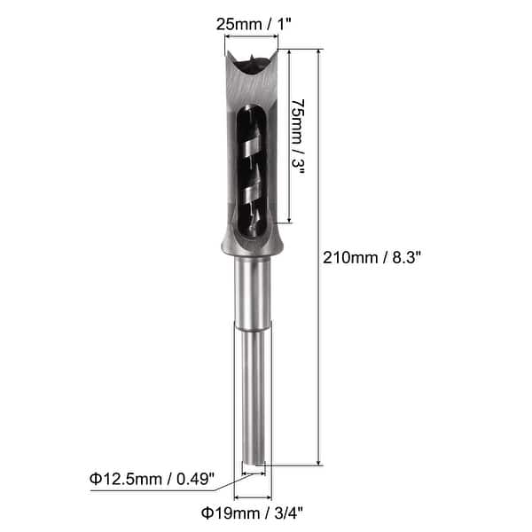 Square Hole Drill Bit for Wood 1" Hollow Chisel Mortiser Auger Cutter ...