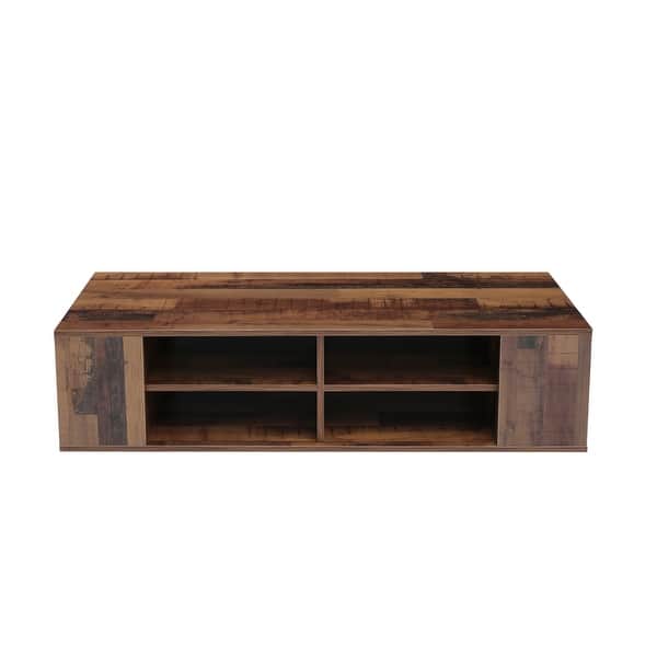 Brown Height Adjustable Shallow Floating TV Console Floating TV Stand ...