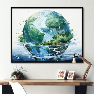 Designart "Earth Blue Planet II" Earth Framed Canvas Art Print - Bed ...