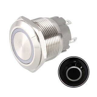 Momentary Metal Push Button Switch 22mm Mounting Dia 1NO 24V White LED ...