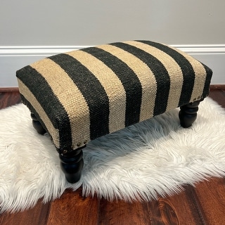 HERAT ORIENTAL Handmade Striped Footstool Ottoman - On Sale - Bed Bath ...