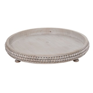 Transpac Wood 20.25 in. Gray Everyday Beaded Tray - Bed Bath & Beyond ...