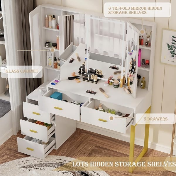 corner dressing table with mirror