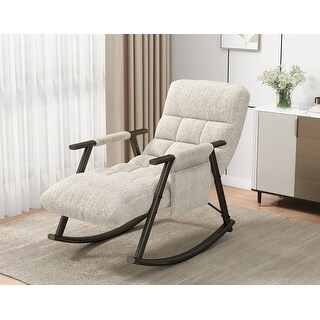 Casual Folding Rocking Chair,Lounge Rocking Chair Adjustable High Back ...