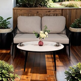 Outdoor Aluminum Patio Furniture with Sunbrella Cushions and Oval ...