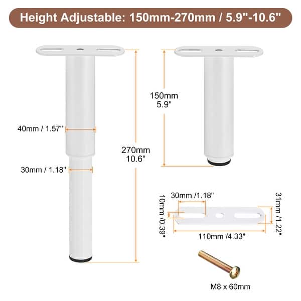 2 Sets Adjustable Height Bed Frame Support Legs - Bed Bath & Beyond ...