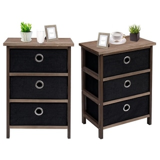 Nightstand Set of 2, Night Stands with 3 Drawers, Bedside Tables & End ...