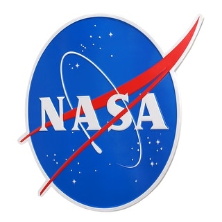 NASA Space Logo Embossed Shaped Metal Wall Sign - 19" x 14.5" - Bed ...