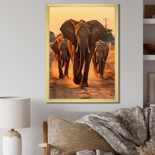 Designart "Glorious Elephant In The Wild At Sunset Wildlife" Animals ...