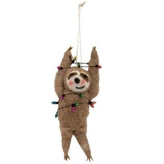 Felted Christmas Party Sloth Ornament - 6" long - Bed Bath & Beyond ...