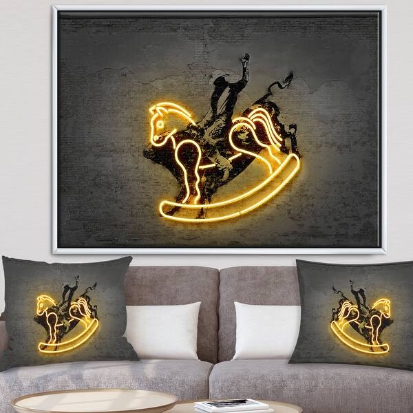 Designart "Neon Rodeo Horse" Modern & Contemporary Premium Framed ...