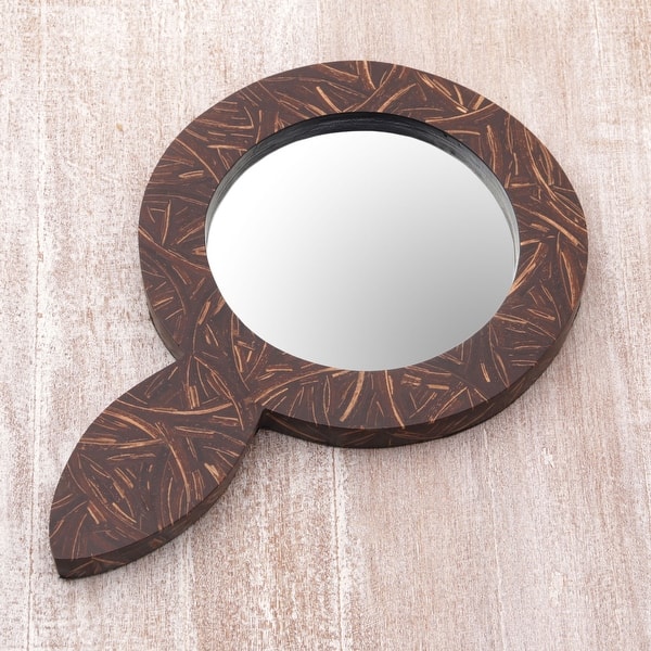 Novica Handmade Coco Reflection Coconut Shell Hand Mirror - Bed Bath ...