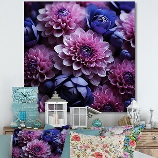 Designart "Pink And Purple Mums Blooming Bouquet" Mums Wall Decor ...