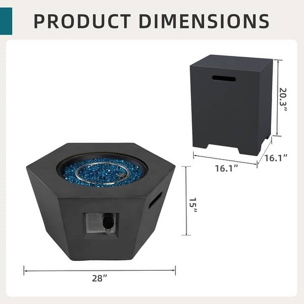 UPHA 28" Outdoor Patio Hexagon Propane Gas Fire Pit Table, 40,000 BTU ...