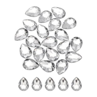 20PCS Flat Back Acrylic Teardrop Gems 18x25mm Artificial Rhinestones ...