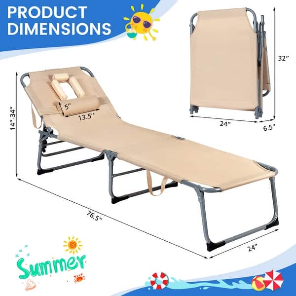 Folding Chaise Lounge Chair with Face Hole for Beach - Bed Bath ...