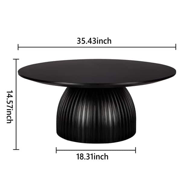 Round Black Coffee Table Solid Wood Base - Bed Bath & Beyond - 39989815