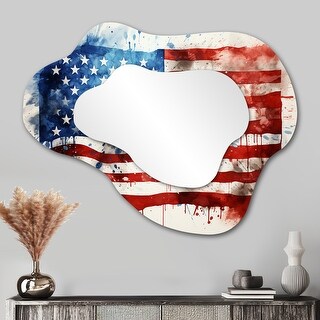Designart - Watercolor American Flag I - Flag USA Wall Mirror 3D Shapes ...