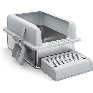 Cat Litter Box Stainless Steel XXL Extra Large Litter Tray Pan for Big ...