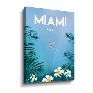 Miami Travel Poster Gallery Wrapped Canvas - Bed Bath & Beyond - 32084259