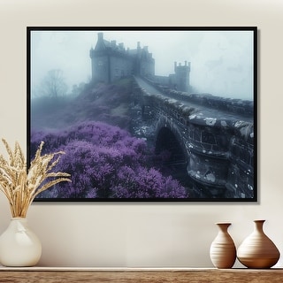 Designart "Monochrome Purple Grey Fog Castle Flowers In France I ...