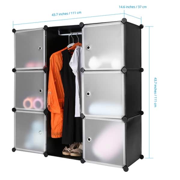 LANGRIA 9-Cube Black Interlocking Modular Storage Organizer Shelving ...