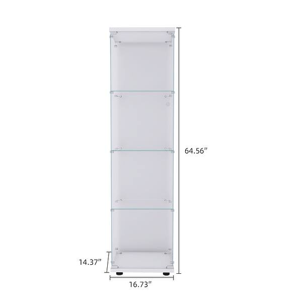Glass Display Cabinet 4 Shelves with Door, Floor Standing Curio ...