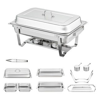 Chafing Dish Buffet Set with Lid Water Pan Folding Stand Fuel Tray ...