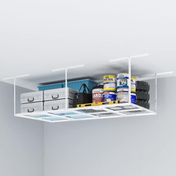 FLEXIMOUNTS Heavy Duty Overhead Garage Storage Rack Metal Garage ...
