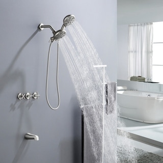 Modland 3-Handle Tub and Shower Faucet Set Dual Head 7-Spray Brass ...