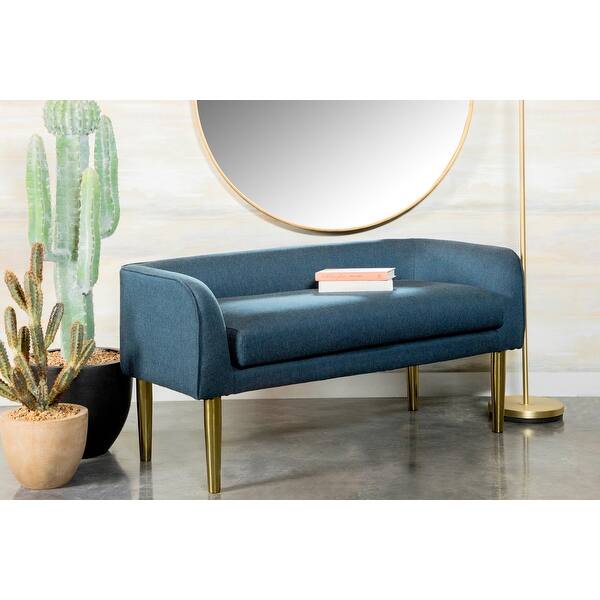 Loren Low Back Upholstered Bench with Metal Legs - Bed Bath & Beyond - 33988176