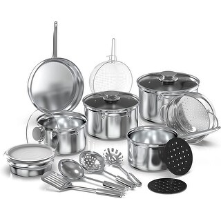18-Piece Stainless Steel Kitchen Cookware Set, Including Saucepan ...