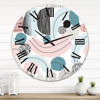 Designart 'Colorful Art Collage In Pastel Colors' Modern wall clock ...