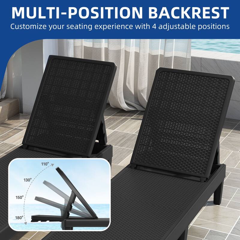 Outdoor Chaise Lounge Chairs (Set of 2) with Adjustable Backrest - On ...