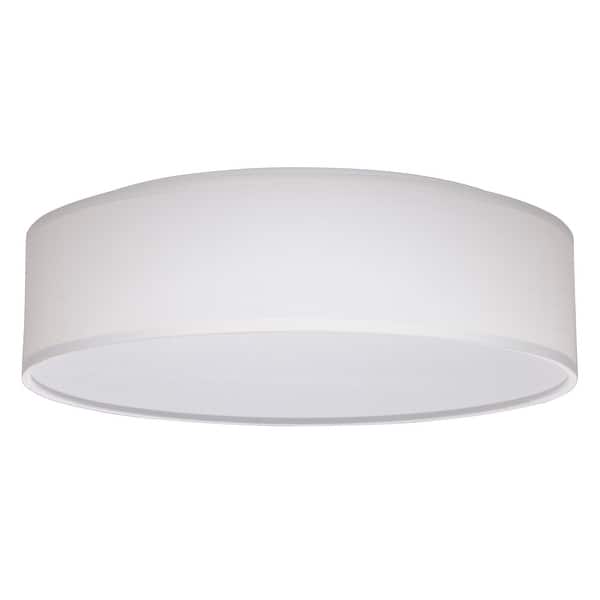 15 inch CCT Selectable Fabric Drum LED Decor Flush Mount Fixture White ...