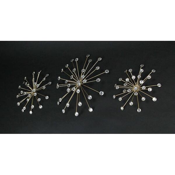 Jeweled Metal Sunburst Wall Mounted Hanging Sculpture Set Of 3 - Bed ...