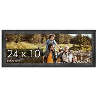 24x10 Distressed/Aged Black Complete Wood Picture Frame with UV Acrylic ...
