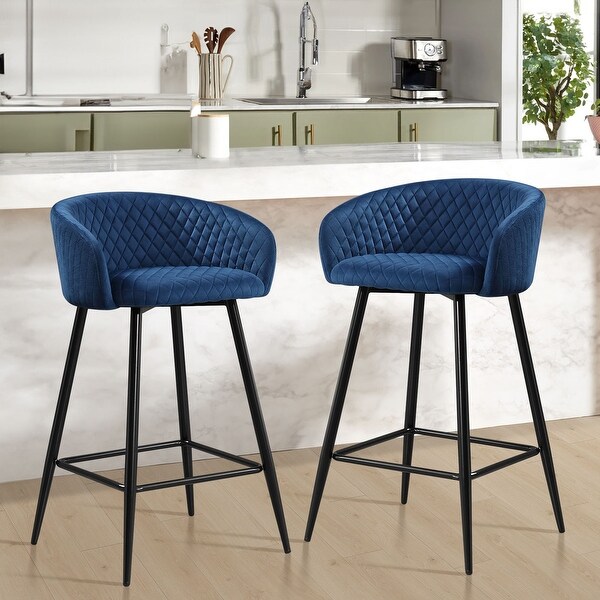 Velvet Upholstered Counter Height Bar Stools with Arms Metal Legs 34.6 H x 20.5 W x 20.7 D On Sale Bed Bath Beyond 39466375