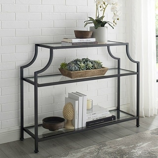 Crosley Aimee Glass Top Accent Console Table in Oil Rubbed Bronze - 54 ...