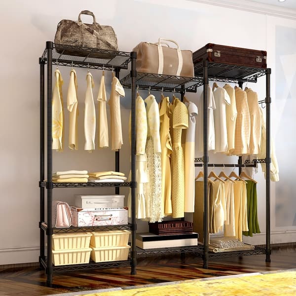Freestanding Metal Wire Garment Rack Wardrobe Black - Bed Bath & Beyond ...