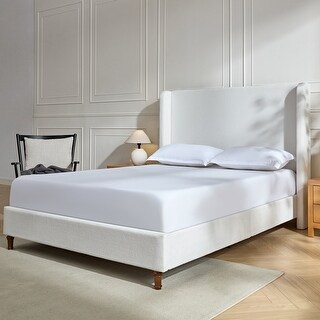 Chenille Bed Frame Upholstered Platform Bed with 51" Tall Wingback ...