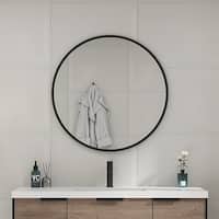 Modern 32 inch Round Aluminum Framed Circular Mirror in Black - 32x32 ...