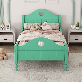 Girl's Love Princess Bed Macaron Twin Size Toddler Bed with Side Safety ...